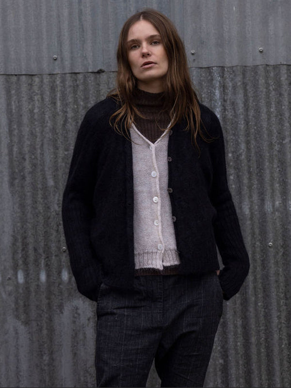 MOHAIR Wool Crop Cardigan - Black - Knitwear made in Melbourne ...