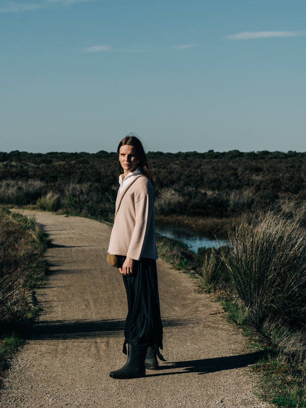 MERINO WOOL V Neck Swing Sweater - Rosewater- Knitwear made in ...